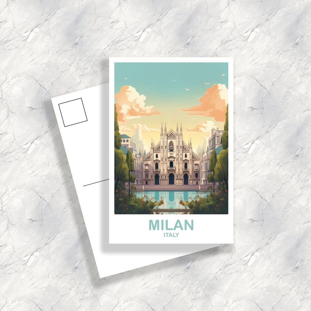 Milan Italy Travel Postcard, Milan Travel Art, Italy Postcard, Milan ...