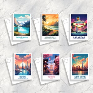 50 Custom Travel Postcards, Travel Postcard Set, Set of 50 City ...