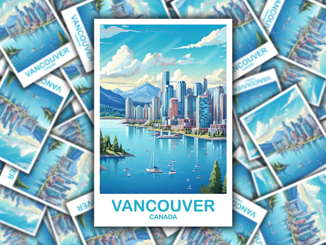 Vancouver BC Travel Sticker, British Columbia Sticker Art, Vancouver ...