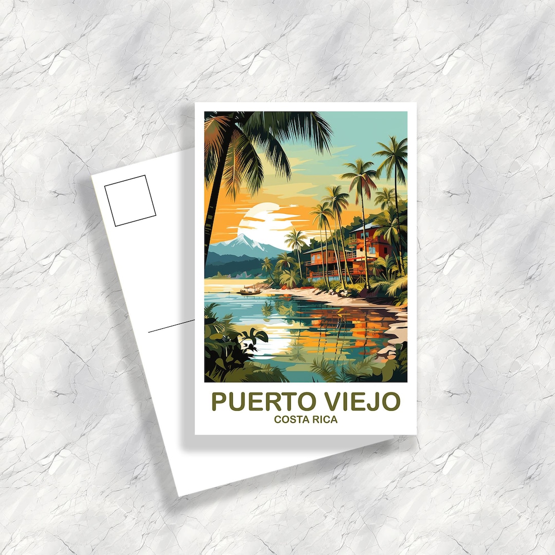 Puerto Viejo Costa Rica Travel Postcard Art, Costa Rica Travel Postcard ...