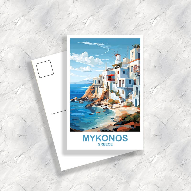Mykonos Greece Postcard - Etsy