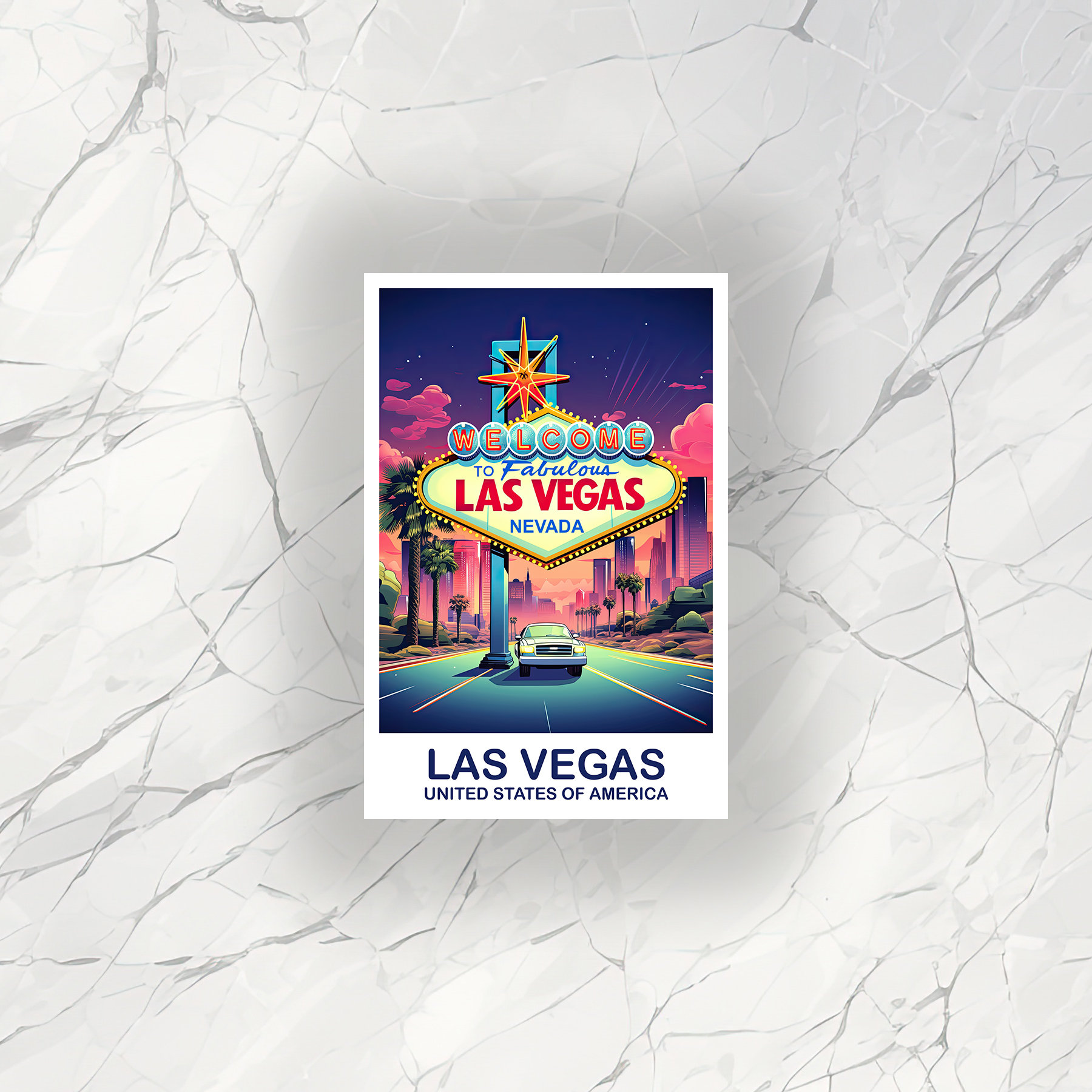 Las Vegas Travel Sticker, Las Vegas Sign Sticker, Las Vegas Art Sticker ...