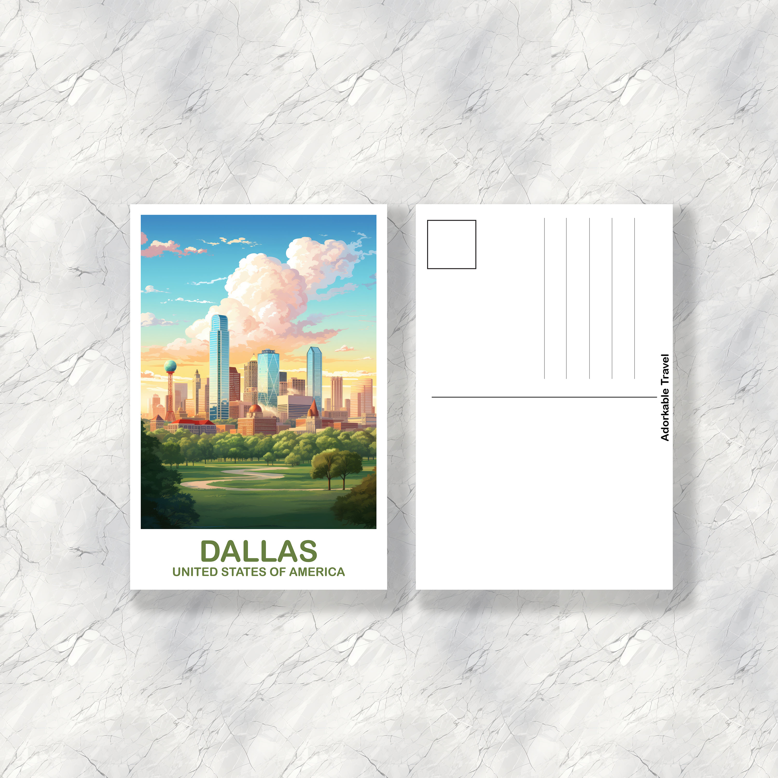 Dallas Texas Travel Postcard, Dallas Postcard Art, Texas Postcard Art ...