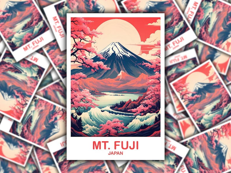 Mt.fuji Travel Sticker, Japan Wall Art Sticker, Travel Wall Art ...