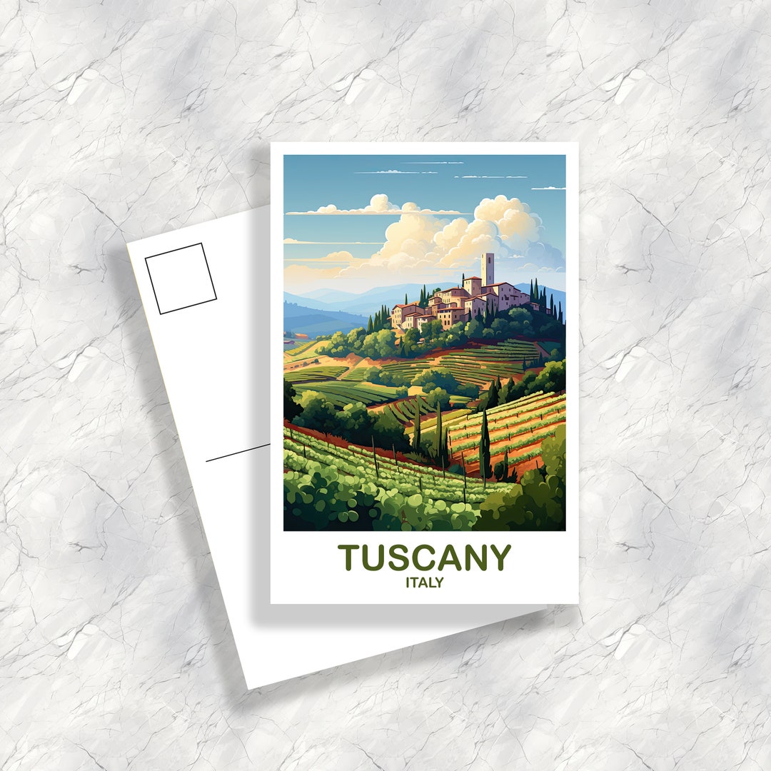 Tuscany Travel Postcard Art, Italy Travel Postcard, Tuscany Postcard ...