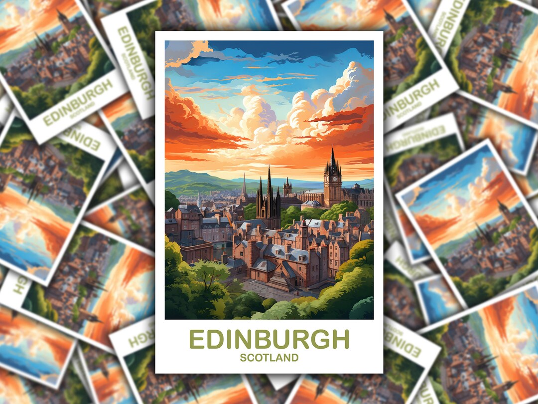 Edinburgh Travel Sticker Art, Edinburgh Travel Art, Scotland Sticker ...