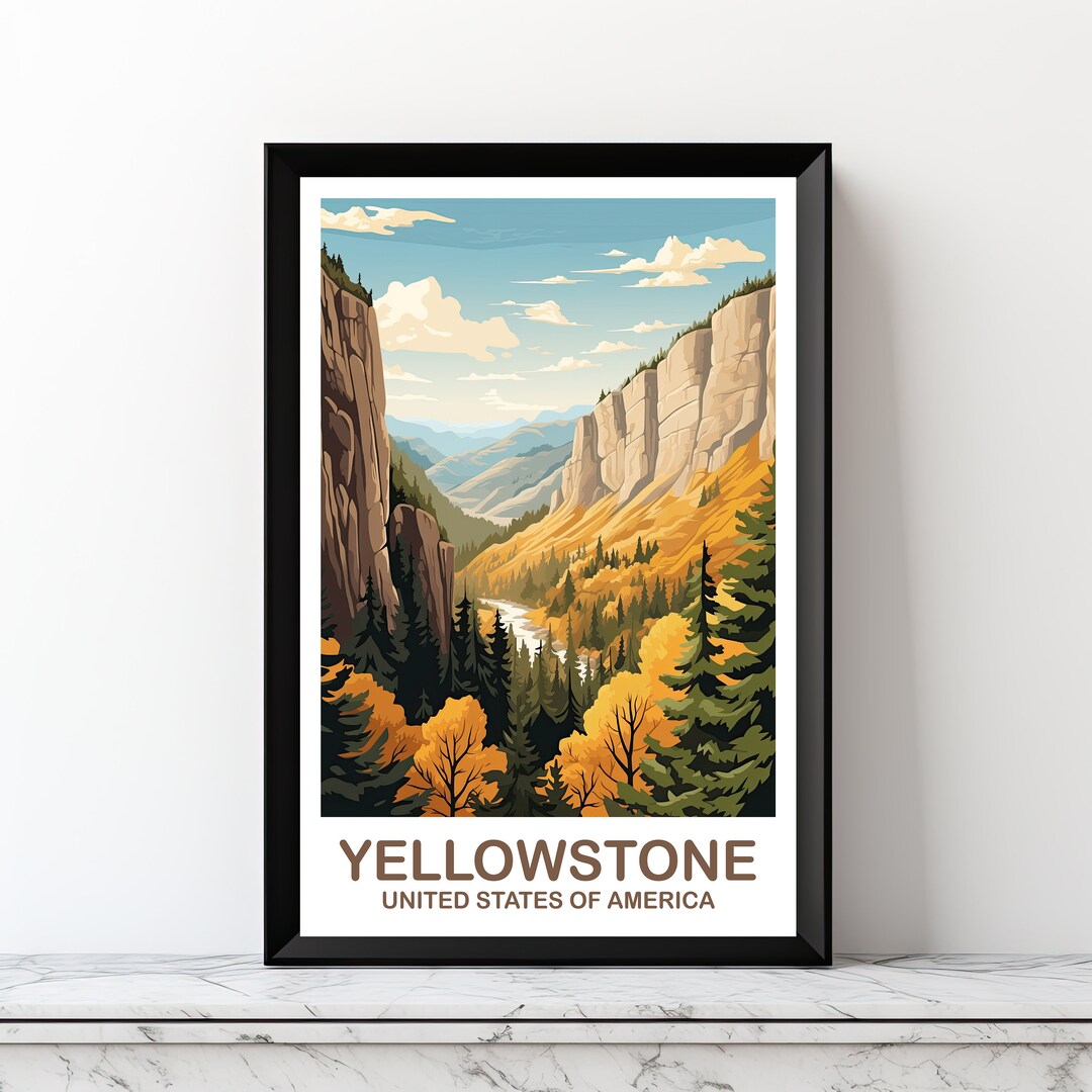 Yellowstone National Park Travel Print, Travel Wall Art, National Park ...
