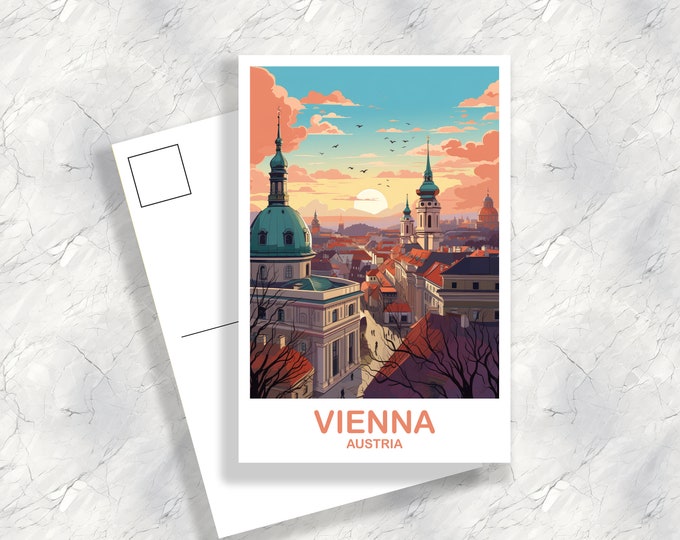 Vienna City Map Postcard: All Sights at a Glance - Etsy