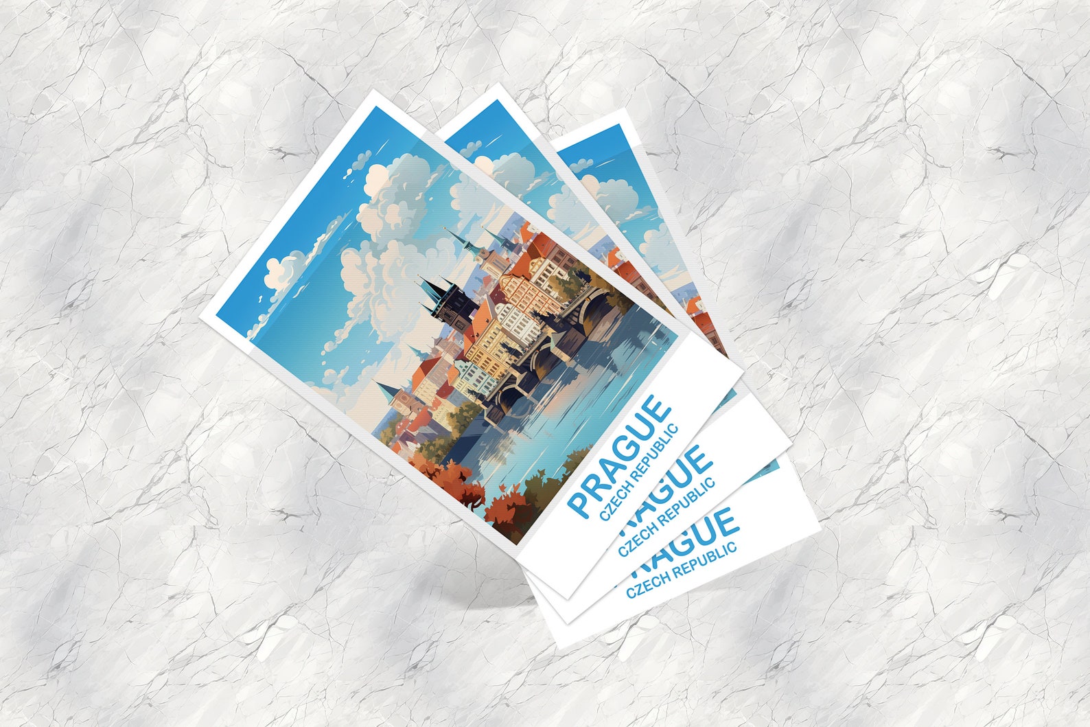 Prague Travel Postcard Art, Prague Postcard, Prague Czech Republic ...