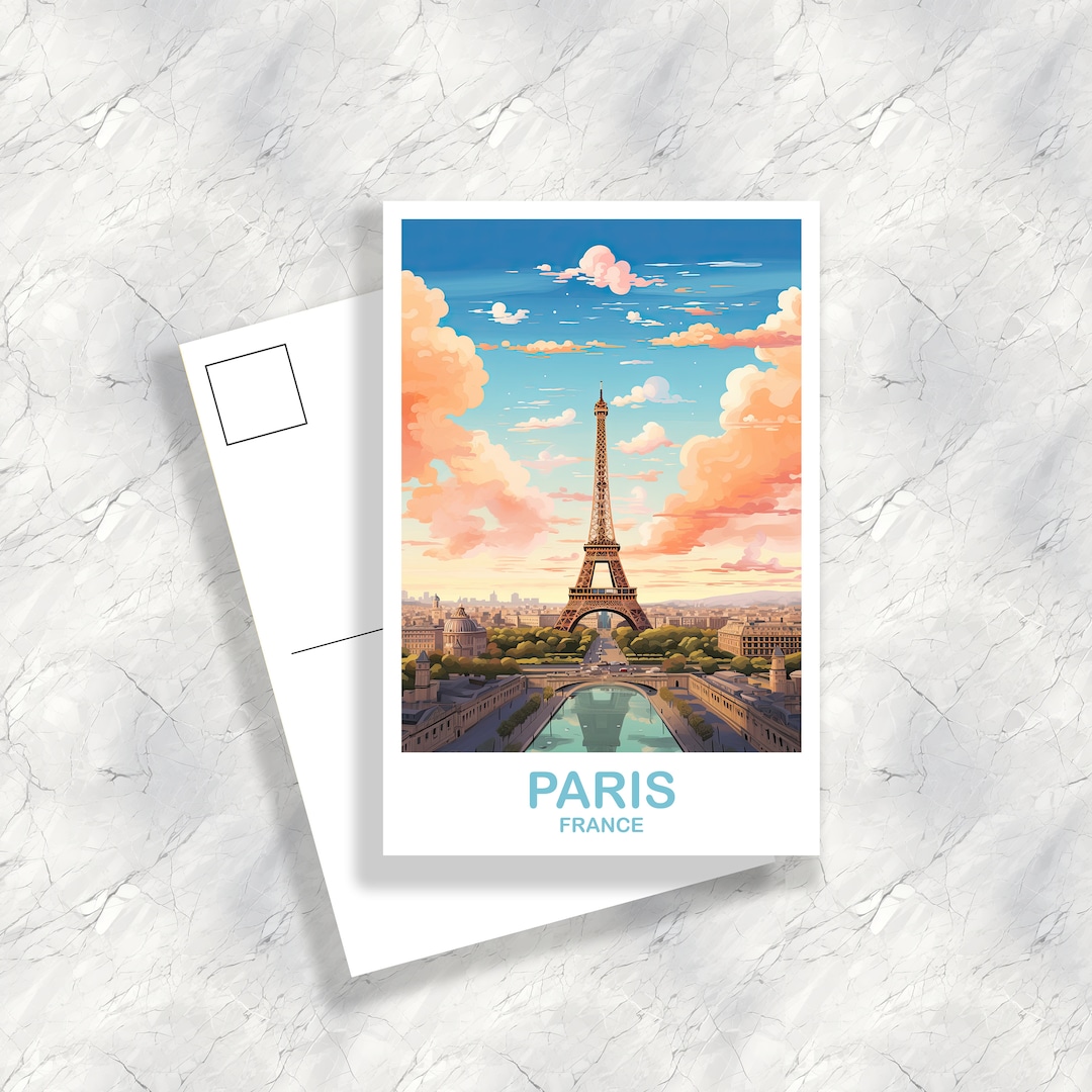 Paris Travel Postard, Paris Skyline, Paris Postcard, Paris France Art ...