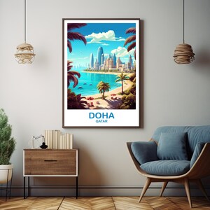 Doha Travel Wall Art, Doha Skyline, Doha Qatar Wall Art Poster, City ...