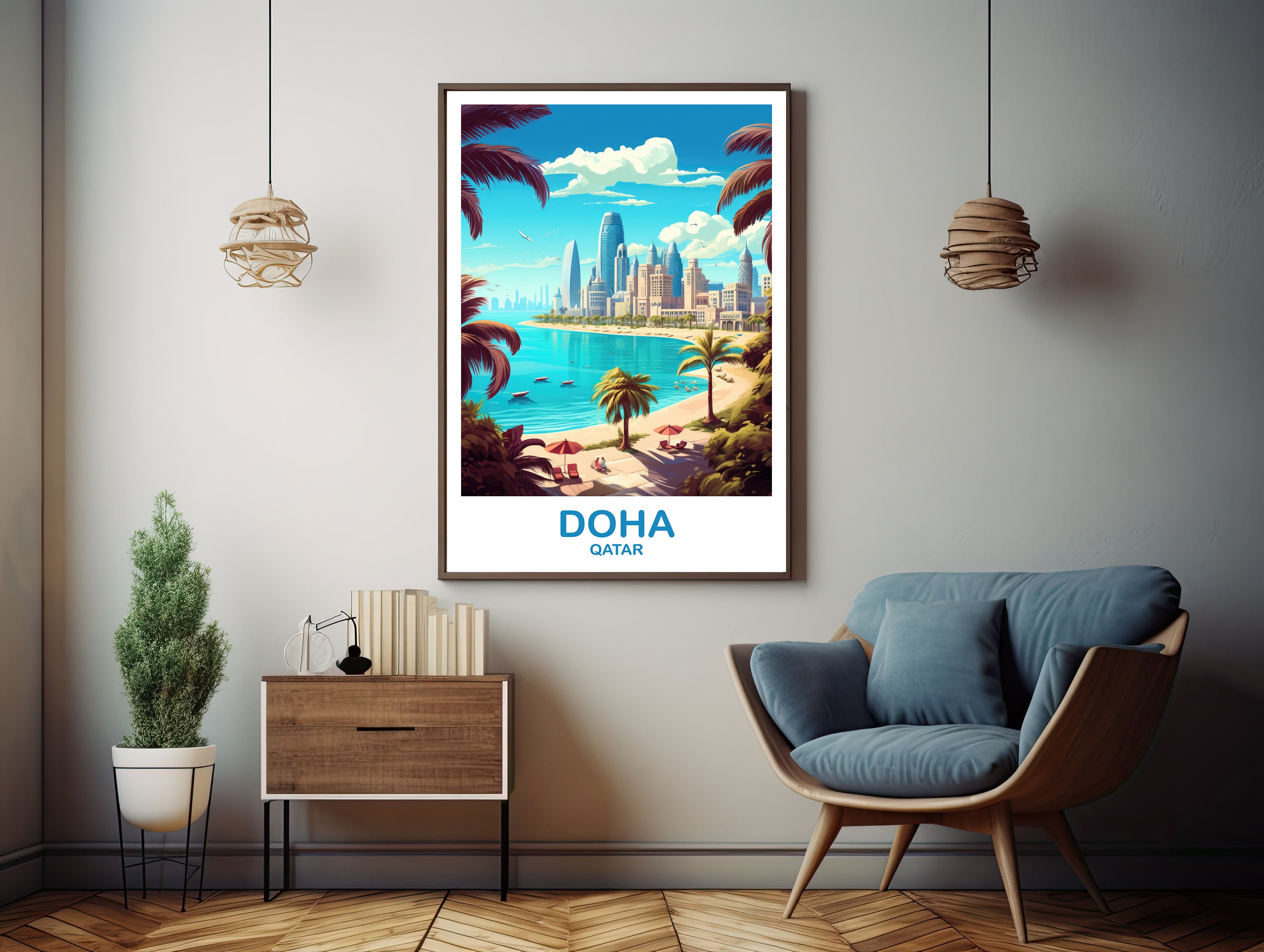 Doha Travel Wall Art, Doha Skyline, Doha Qatar Wall Art Poster, City ...