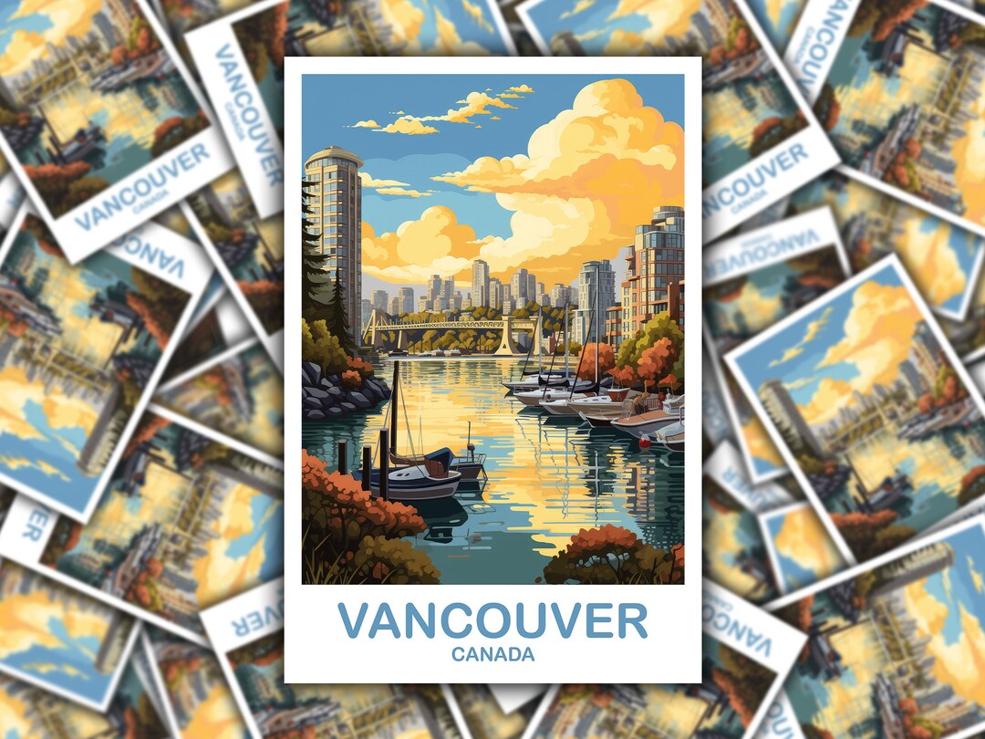 Vancouver BC Travel Sticker, British Columbia Sticker Art, Vancouver ...