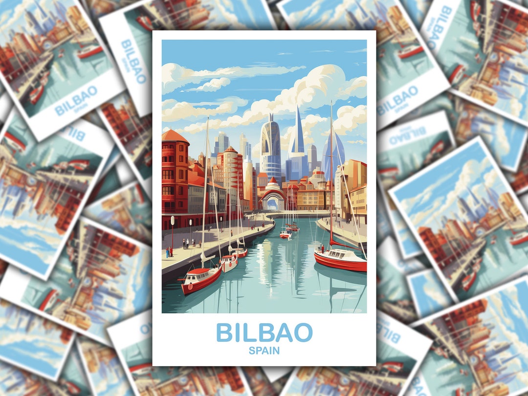 Bilbao Spain Travel Sticker Art, Spain Travel Sticker, Bilbao Sticker ...