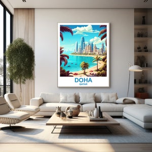 Doha Travel Wall Art, Doha Skyline, Doha Qatar Wall Art Poster, City ...