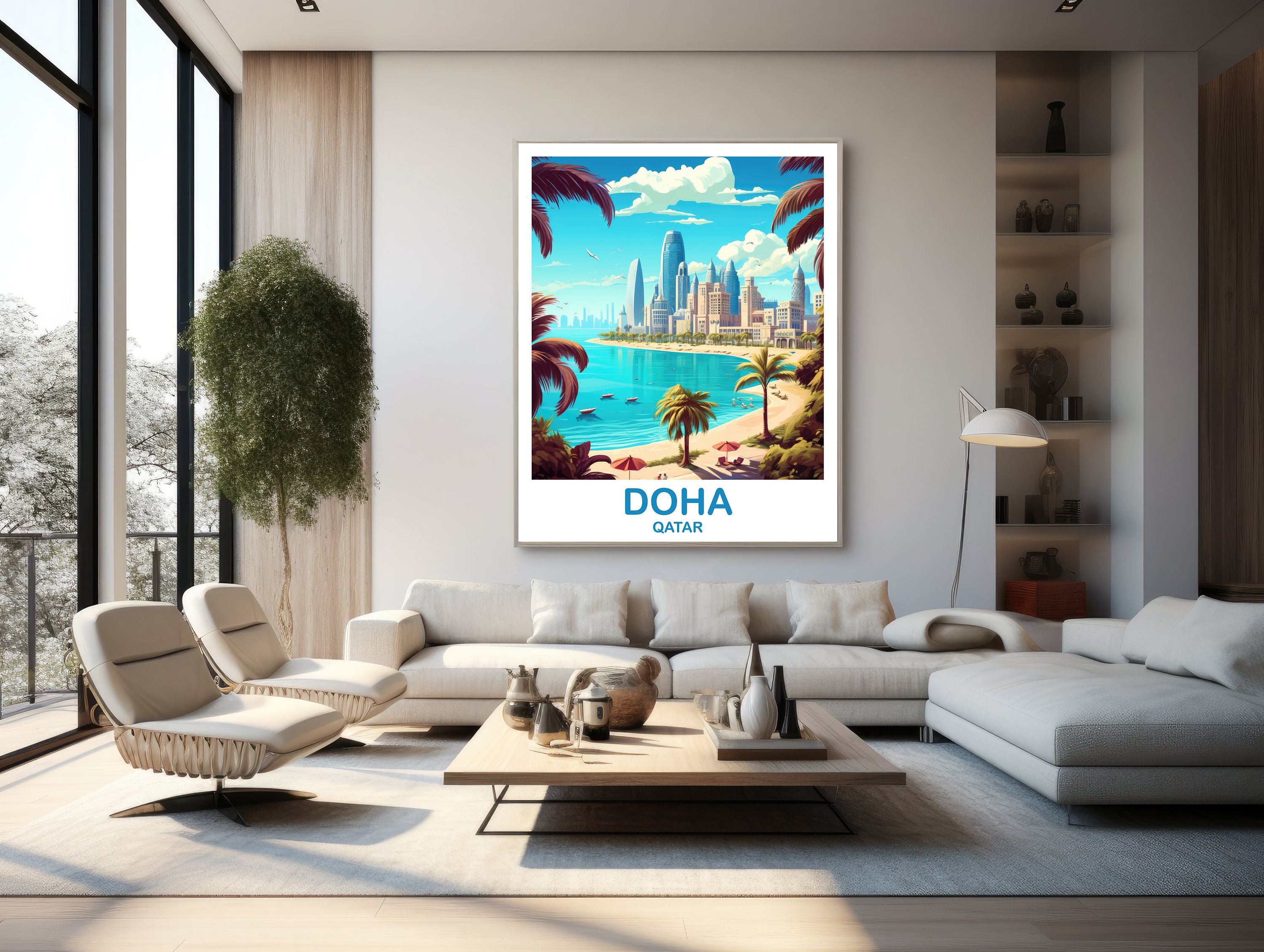 Doha Travel Wall Art, Doha Skyline, Doha Qatar Wall Art Poster, City ...