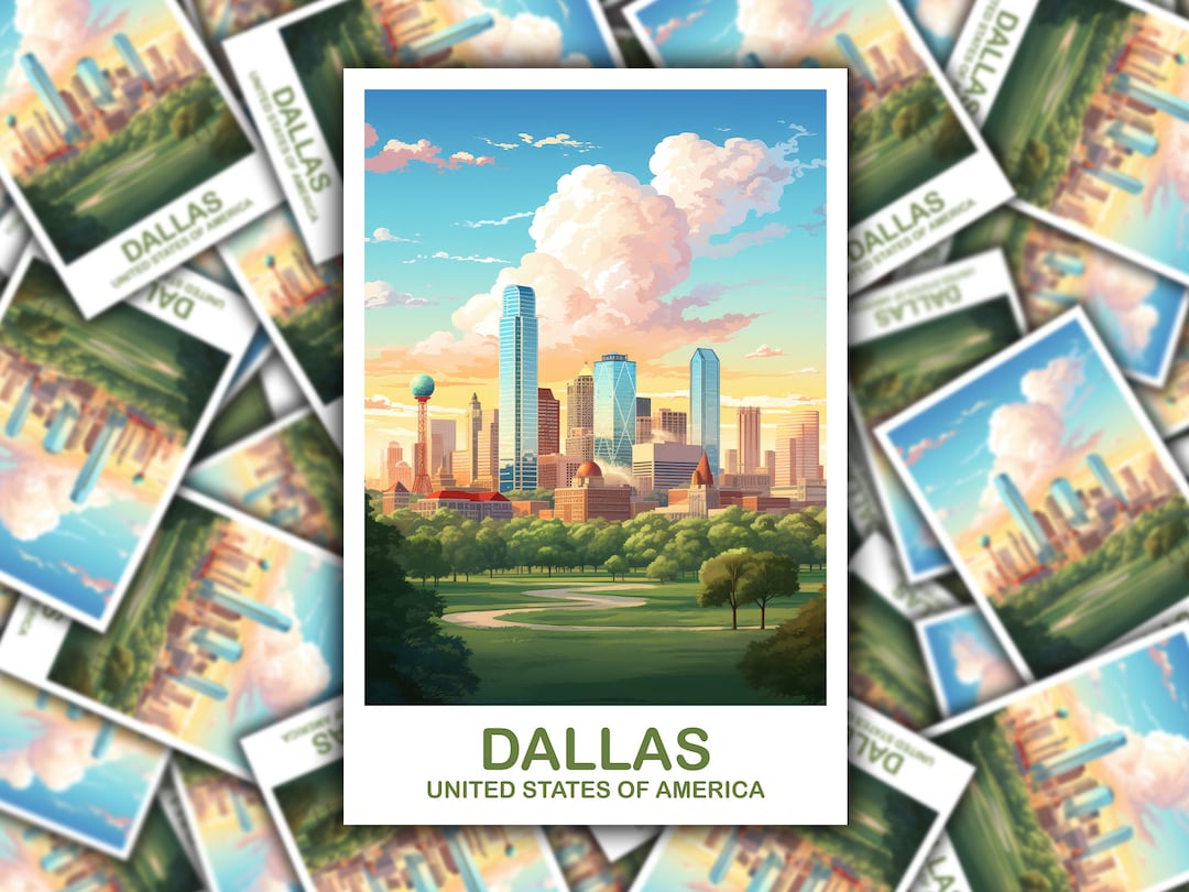 Dallas Texas Travel Sticker, Dallas Sticker Art, Texas Wall Art, Dallas ...