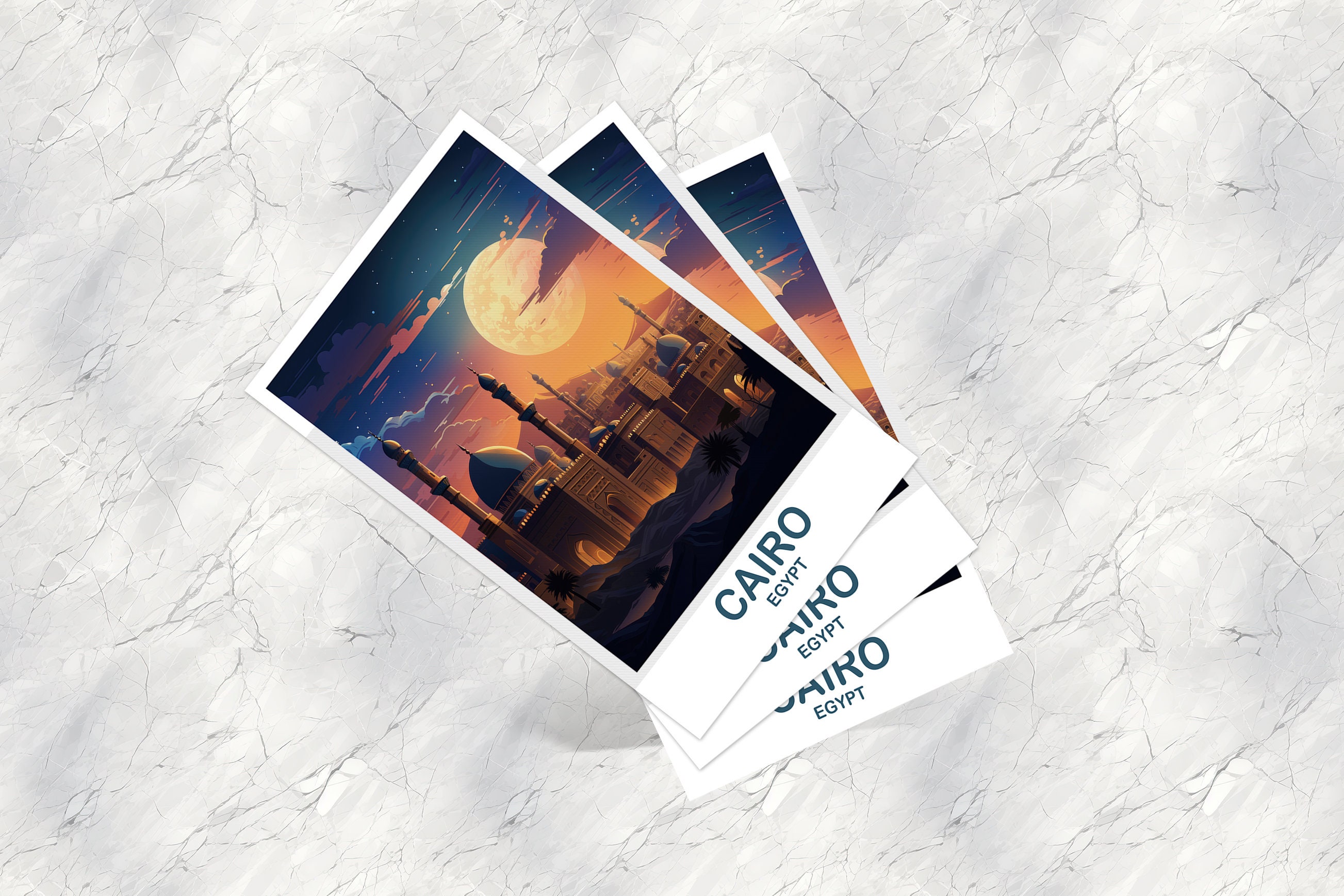 Cairo Travel Postcard Art, Egypt Skyline, Cairo Egypt Art Postcard ...