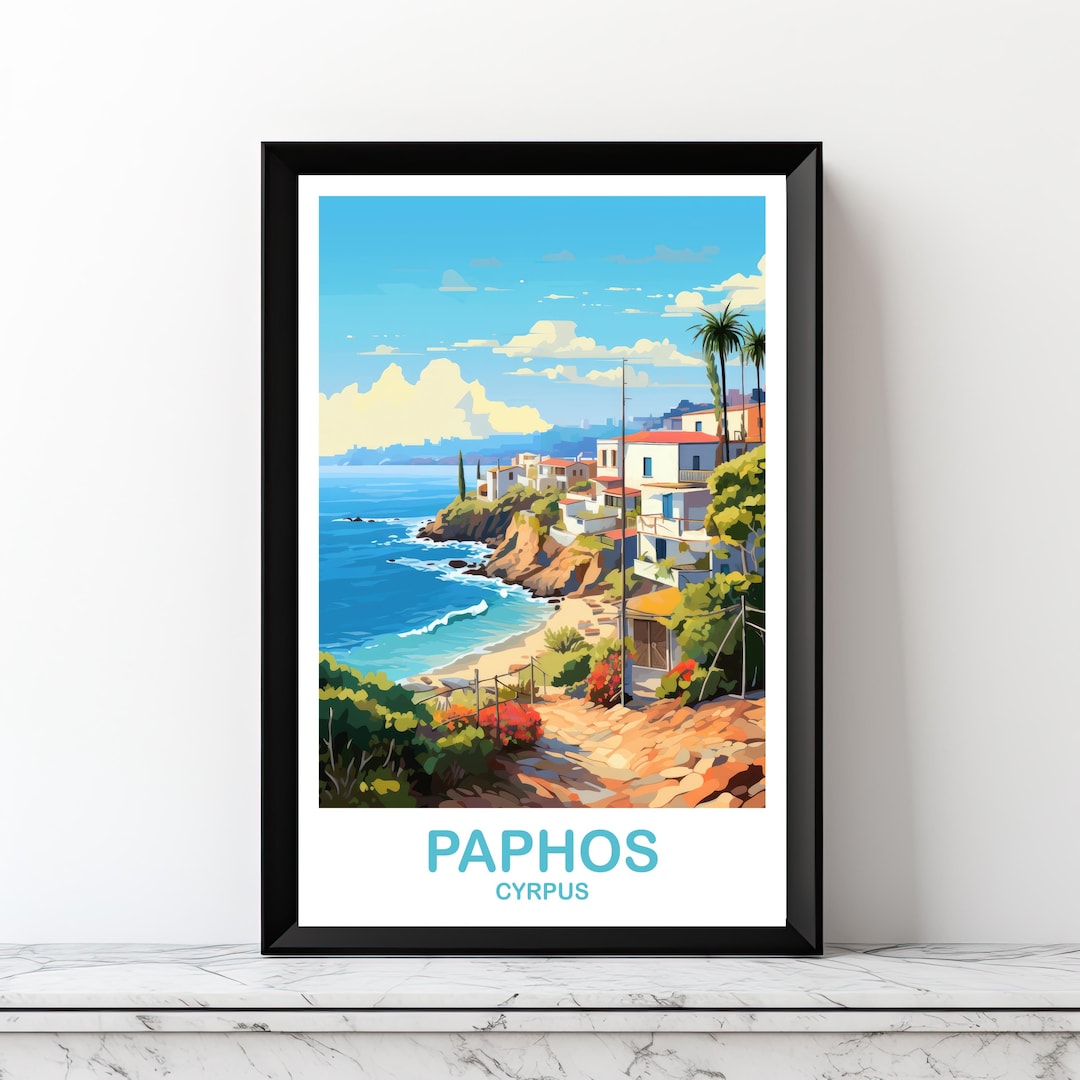 Paphos Cyrprus Travel Poster Art, Printable Cyprus Wall Art, Digital ...