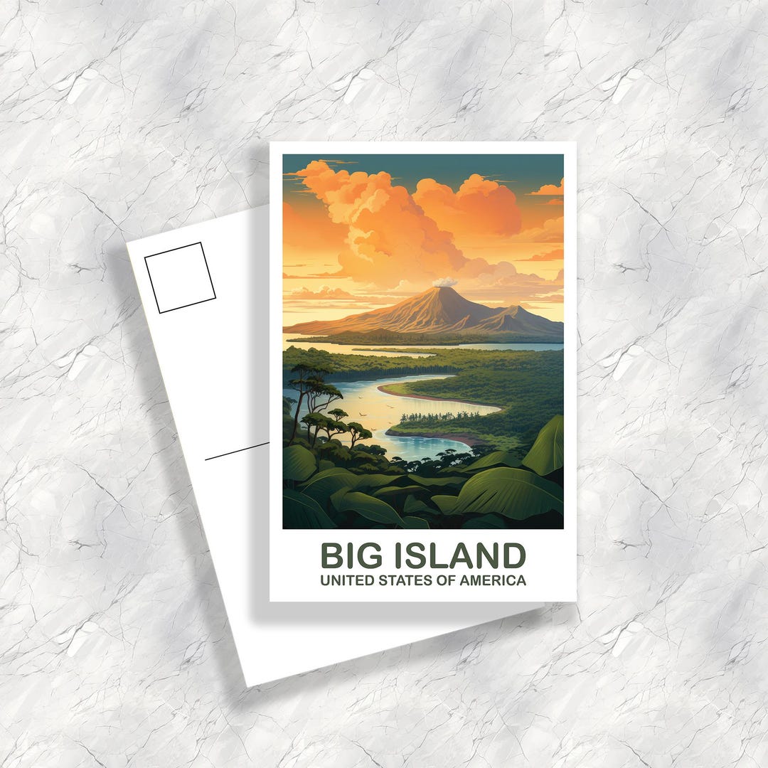 Big Island Hawaii Travel Postcard Art, Hawaii Travel Postcard, USA ...