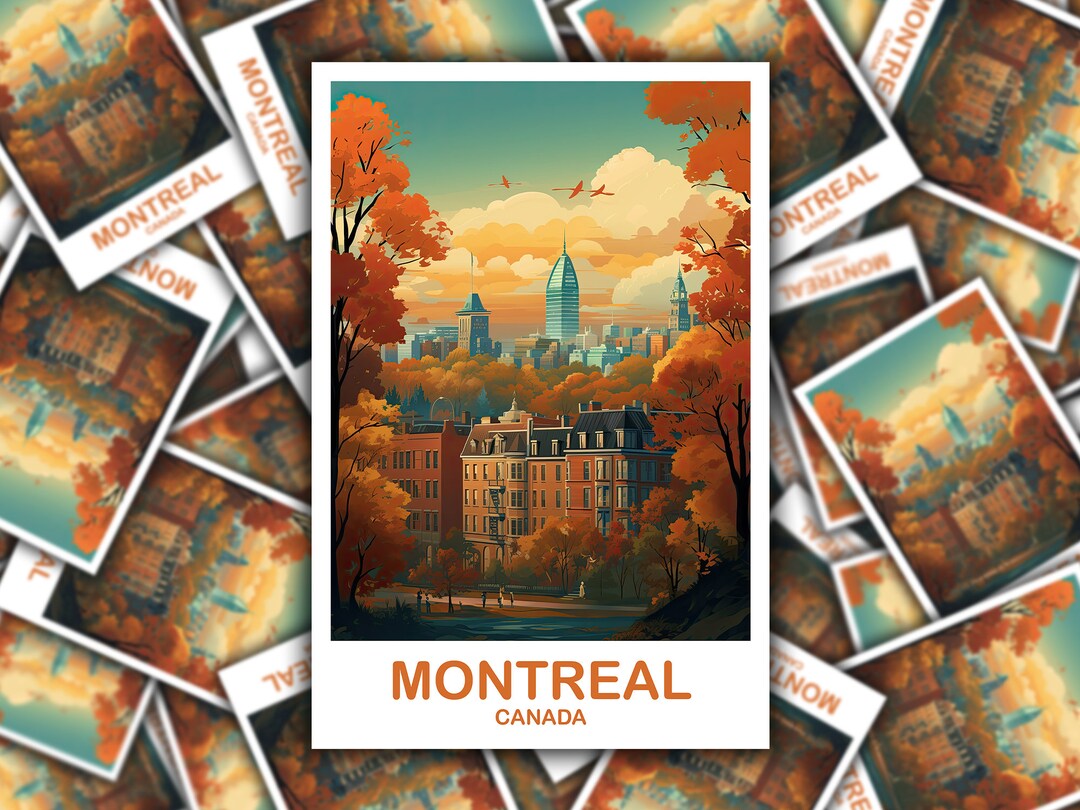 Montreal Travel Sticker, Quebec Travel Sticker Art, Montreal Sticker ...