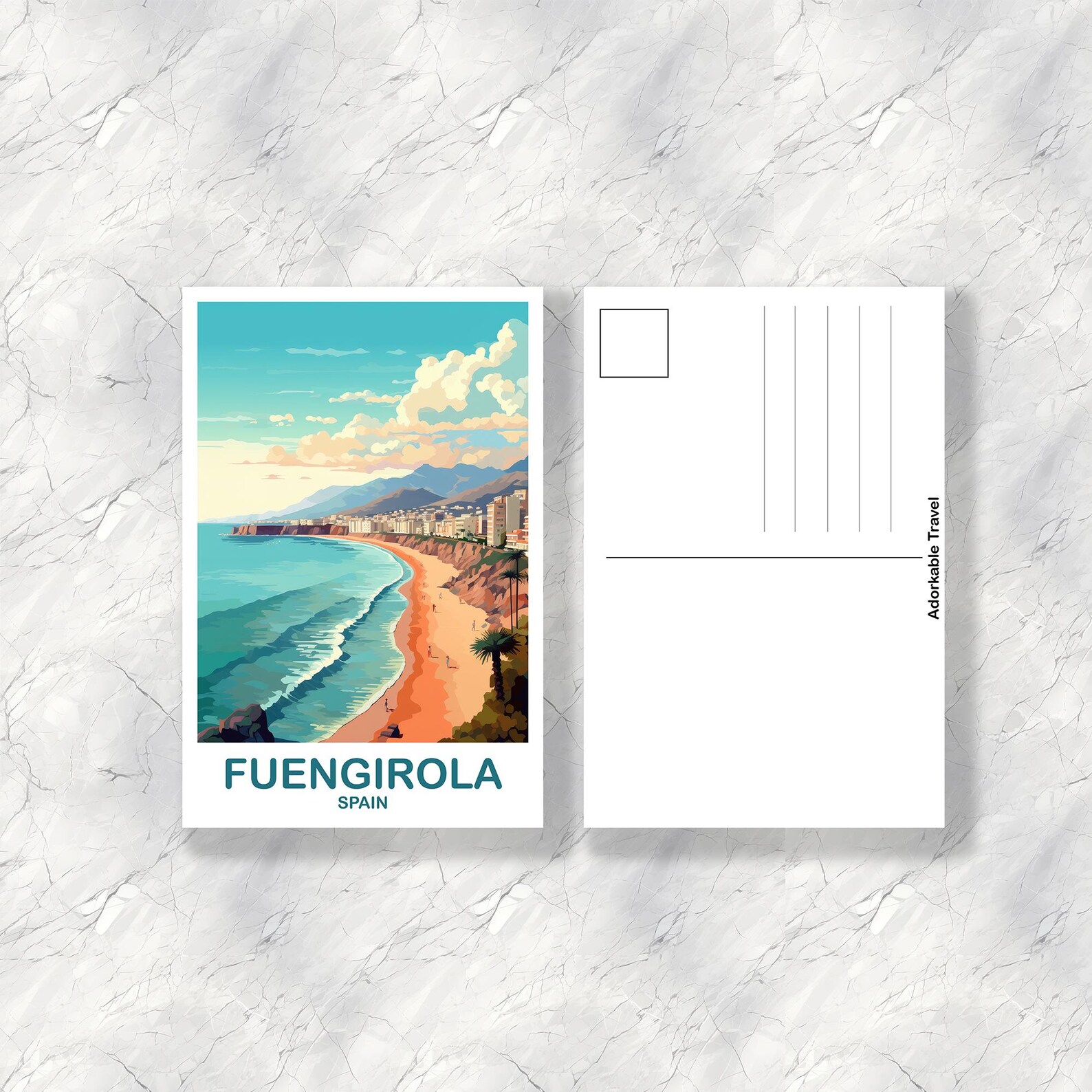 Fuengirola Spain Travel Postcard Art, Spain Travel Postcard, Fuengirola ...
