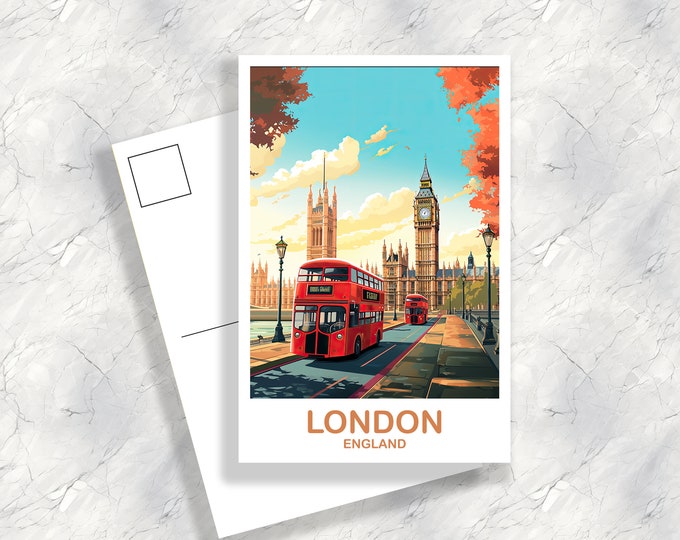 London Map Postcard - London Map Illustration - London Art Print ...
