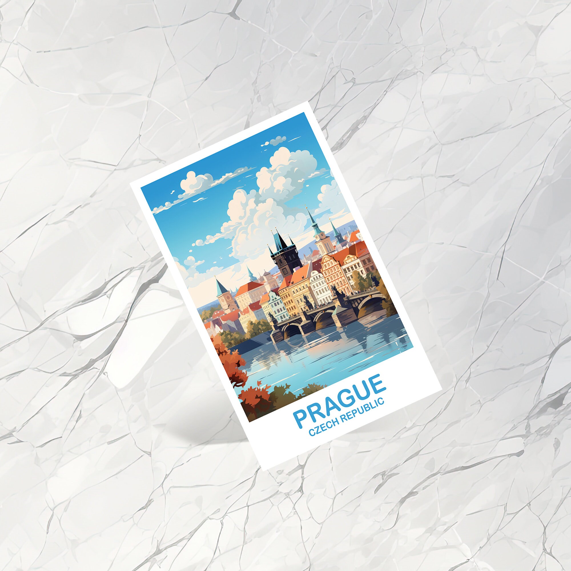 Prague Travel Postcard Art, Prague Postcard, Prague Czech Republic ...