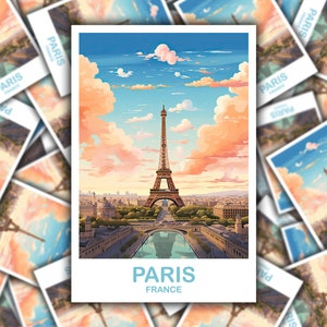 Paris Travel Sticker Art, Paris Skyline, Paris Sticker, Paris France ...