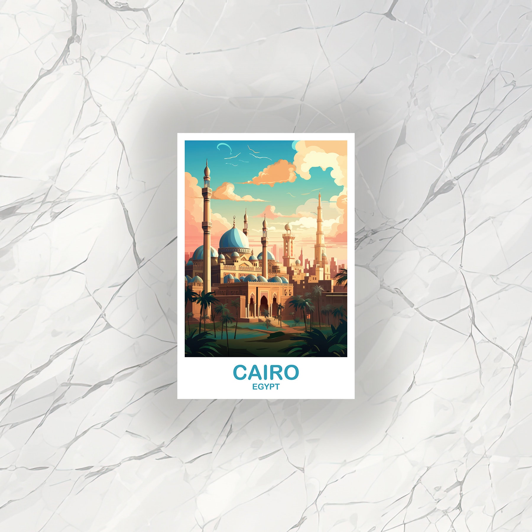 Cairo Travel Sticker Art, Egypt Skyline, Cairo Egypt Sticker Art, City ...
