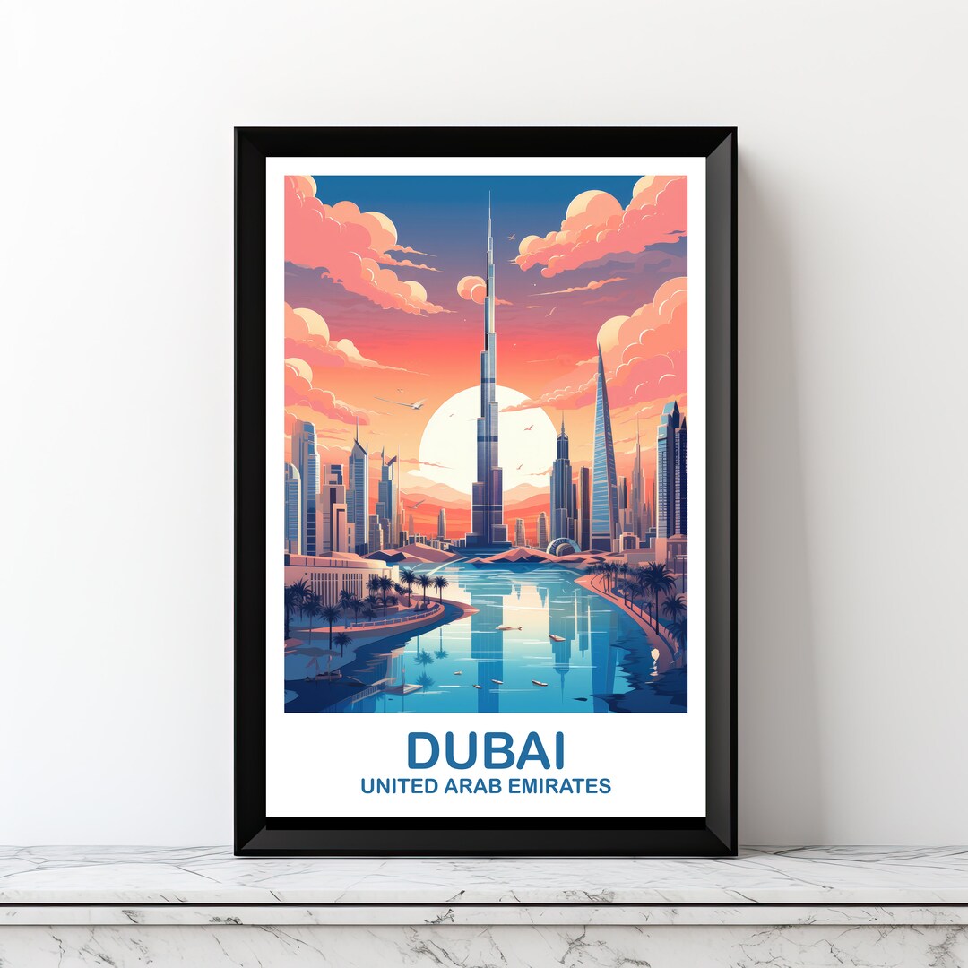 Digital Dubai Travel Wall Art, Dubai Skyline, Dubai Art, City Skyline ...