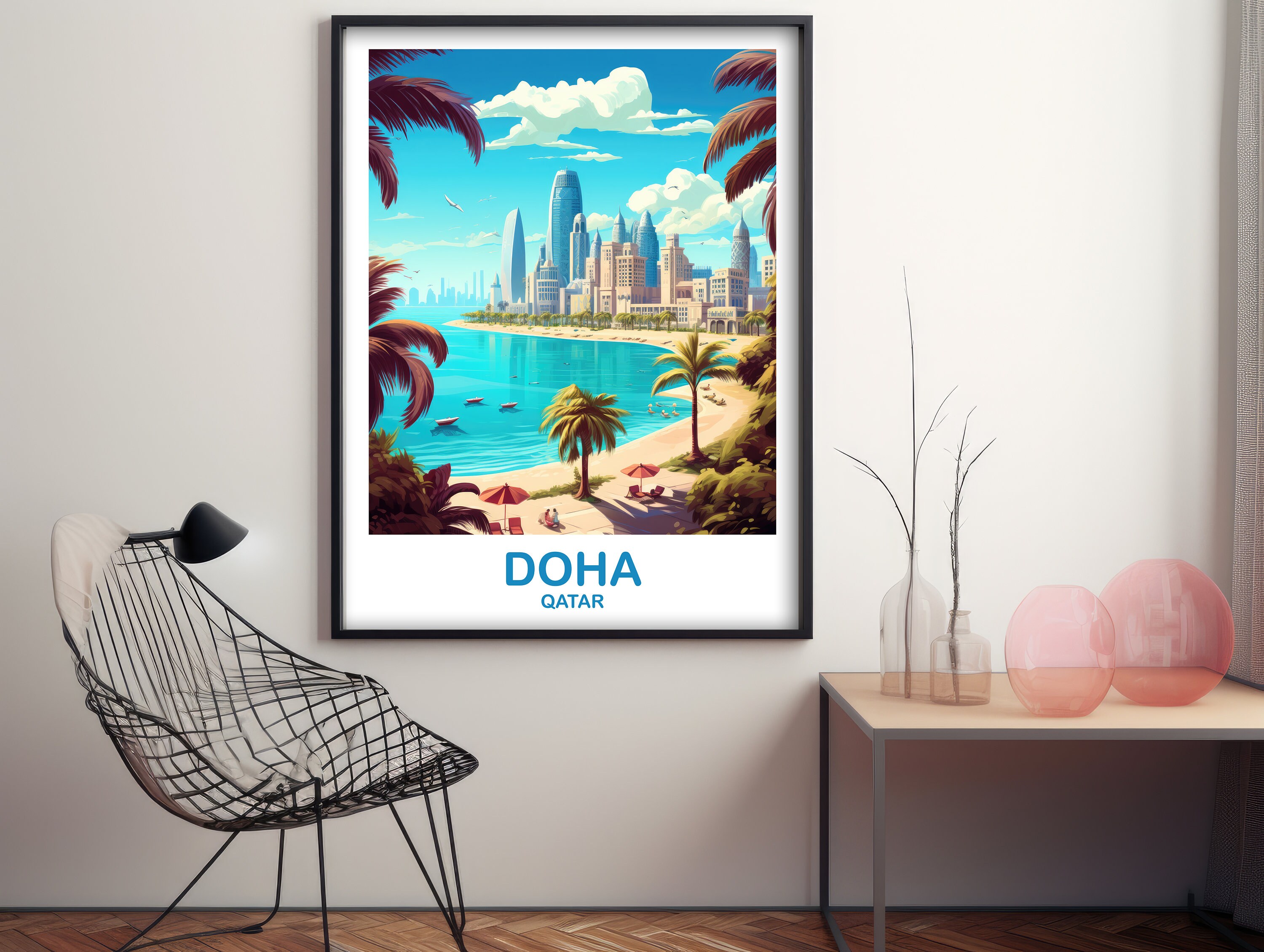 Doha Travel Wall Art, Doha Skyline, Doha Qatar Wall Art Poster, City ...