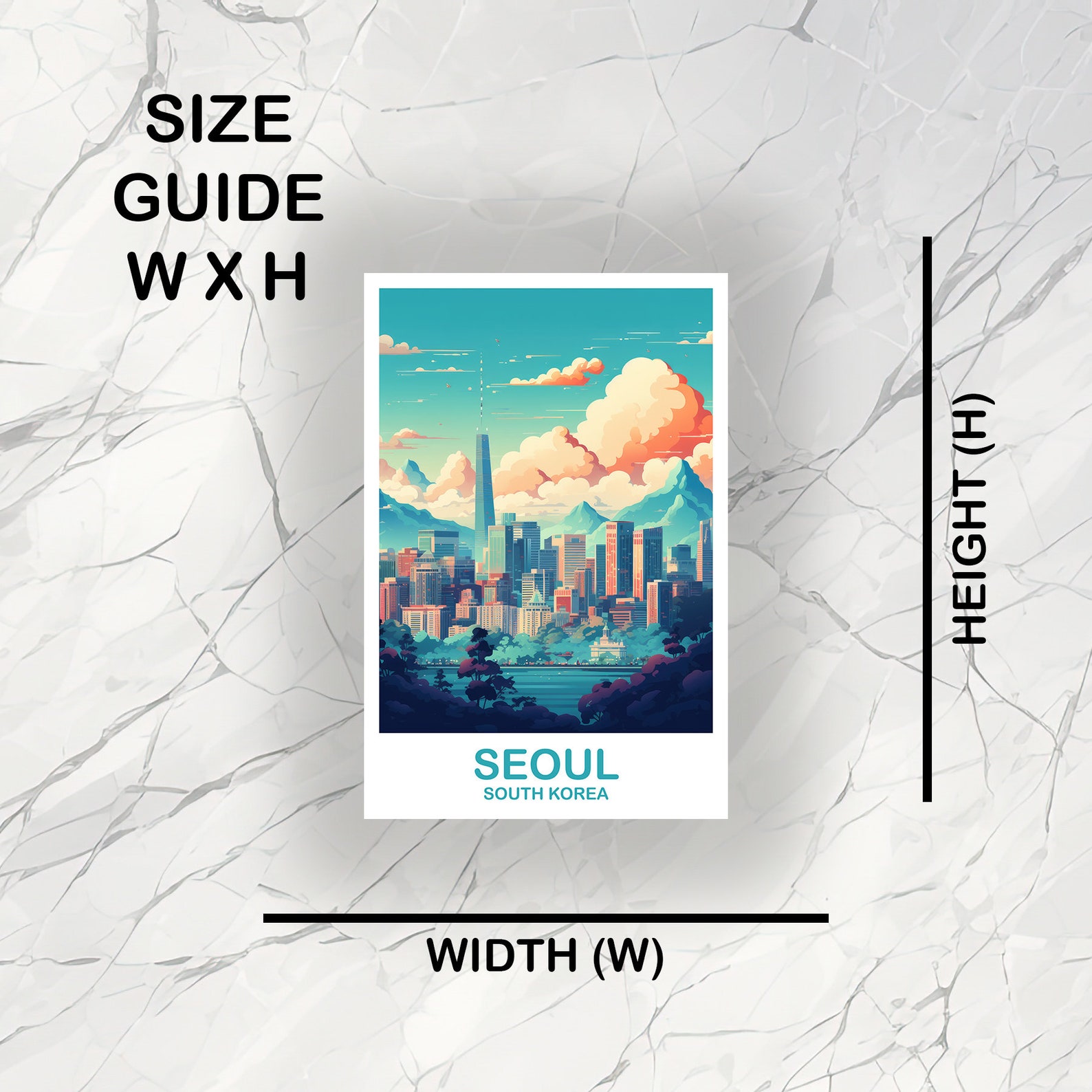 Seoul Korea Travel Sticker, Seoul Skyline, Korea Sticker, Seoul Sticker ...