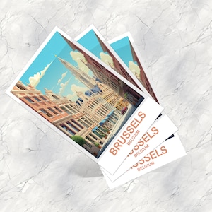 Brussels Travel Art Postcard, Belgium Travel Art, Brussels Art Postcard ...