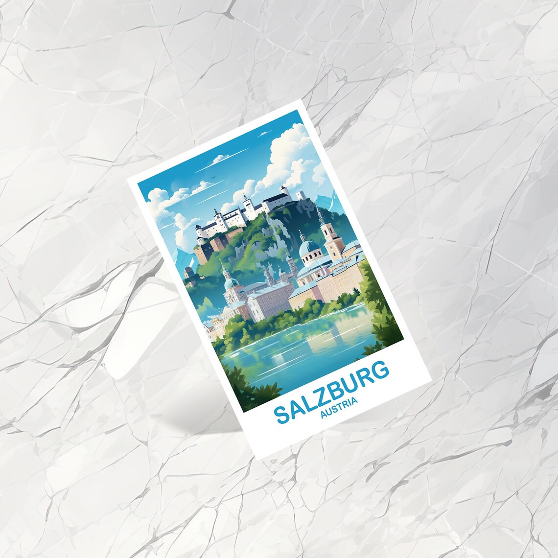 Salzburg Austria Travel Postcard Art, Austria Travel Art, Salzburg ...