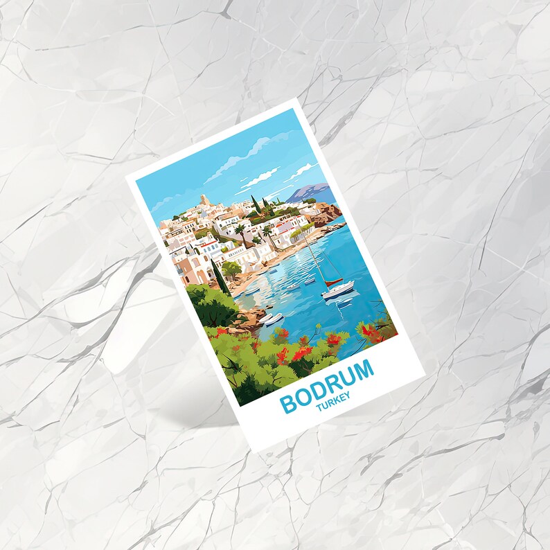 Bodrum Travel Postcard Art, Bodrum Turkey Postcard Art, Turkey Art ...