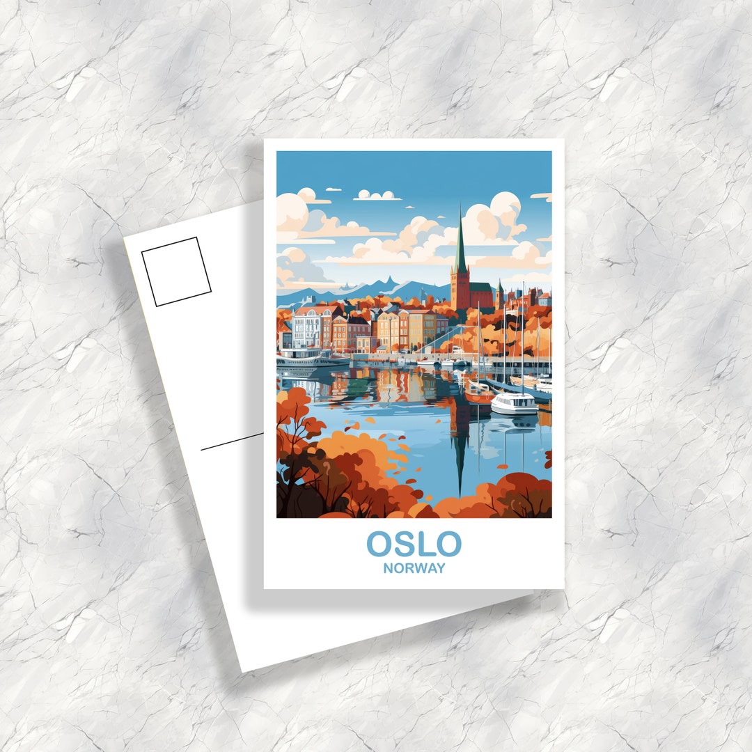 Oslo Norway Travel Postcard Art, Oslo Postcard, Norway Postcard, Oslo ...