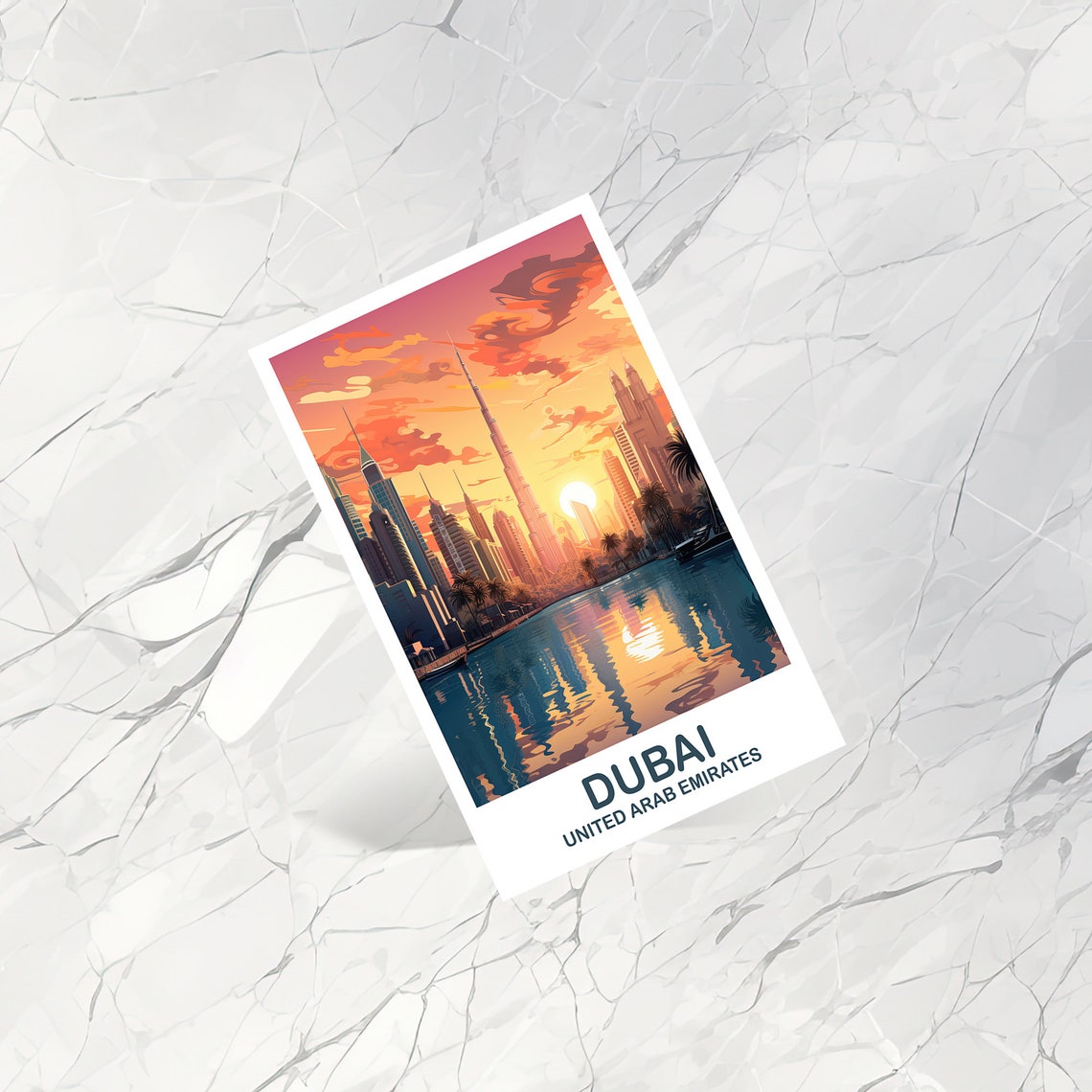 Dubai Travel Art Postcard, Dubai Skyline, Dubai Art Postcard, City ...