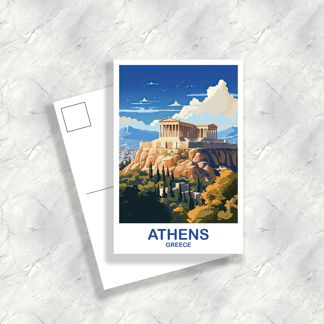 Athens Greece Travel Postcard Art, Athens Travel, Athens Postcard ...