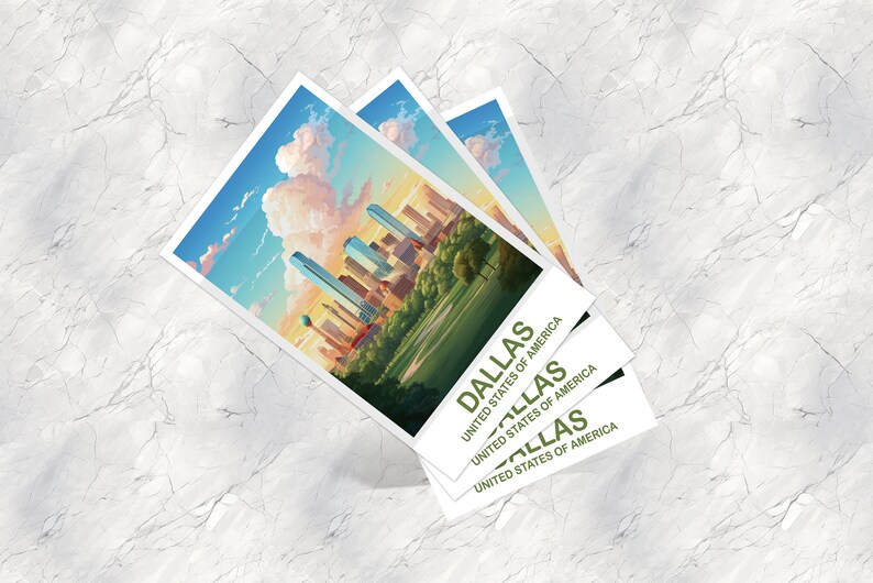 Dallas Texas Travel Postcard, Dallas Postcard Art, Texas Postcard Art ...