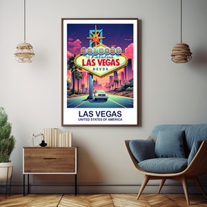 Las Vegas Travel Print, Las Vegas Sign, Las Vegas Wall Art Poster, Las ...