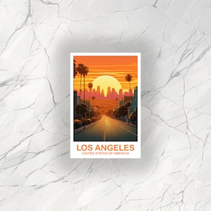 Los Angeles Travel Sticker, California Travel Sticker, Los Angeles ...