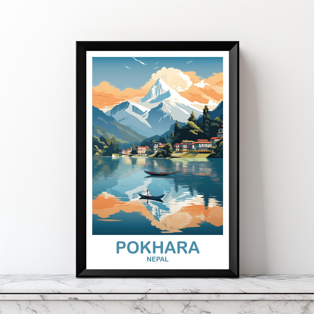 Pokhara Nepa Travel Wall Art, Digital Pokhara Travel Art, Art, City ...
