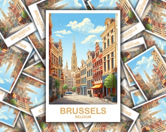 Belgium Brussels Seal Sticker Round Flag for Laptop Book Fridge Guitar ...