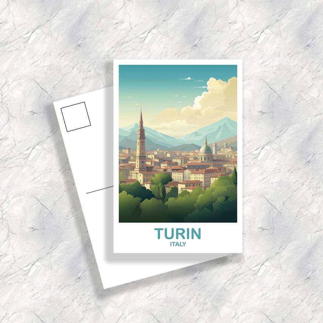 Turin Italy Travel Postcard, Turin Travel Postcard, Italy Postcard, Turin Travel Art, Italy ...
