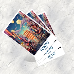 Tokyo Travel Art Postcard, Tokyo Skyline, Japan Wall Art Postcard, City ...