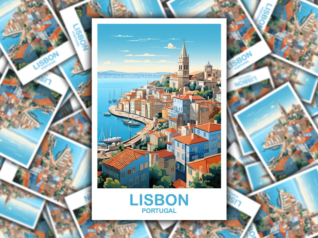 Lisbon Travel Sticker Art, Portugal Travel Sticker Art, Lisbon Wall Art ...