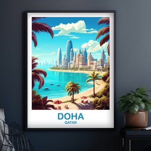 Doha Travel Wall Art, Doha Skyline, Doha Qatar Wall Art Poster, City ...