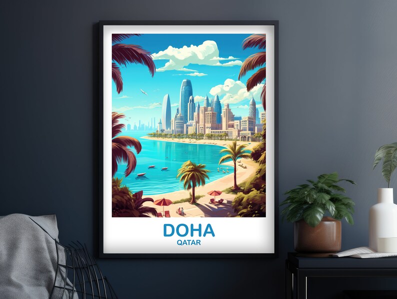 Doha Travel Wall Art, Doha Skyline, Doha Qatar Wall Art Poster, City ...