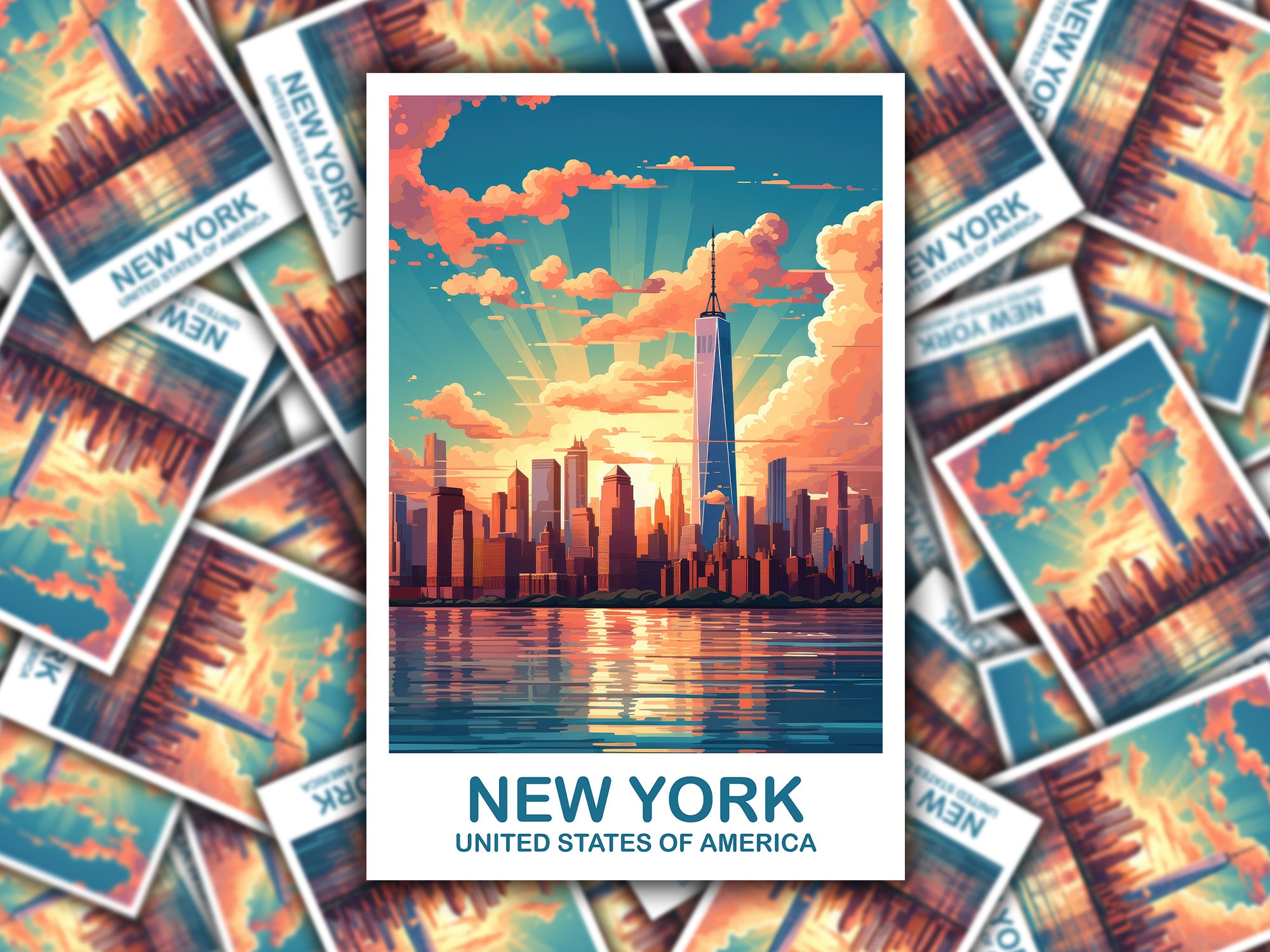 New York Travel Sticker, Manhattan Skyline Sticker, New York Sticker ...